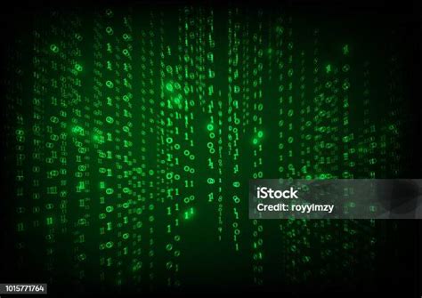 Abstract Falling Binary Code In The Matrix Style In The Technological