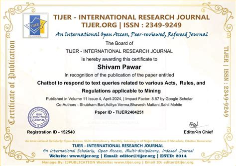 Shivam Pawar On Linkedin Research Publication Miningindustries Chatbot Artificialintelligence