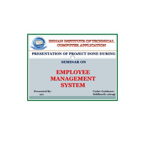 Employee Management System Seminar Report With Ppt Digital Education