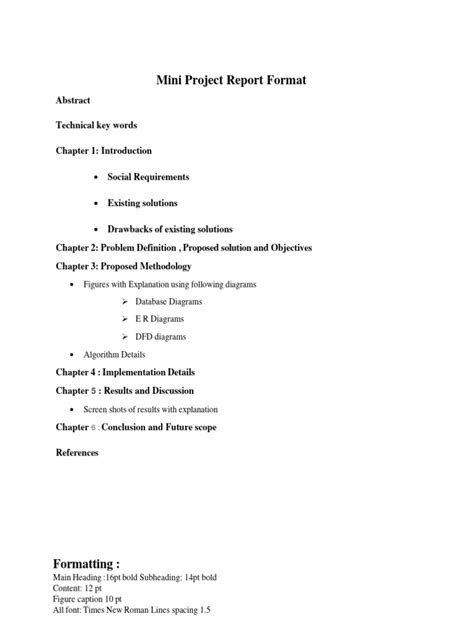 Mini Project Report Format Pdf