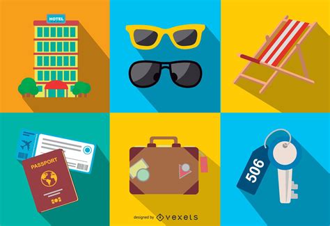 Descarga Vector De Conjunto De Iconos Mínimos De Viajes Y Turismo