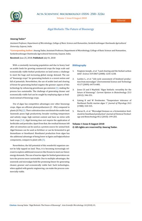 PDF Algal Biofuels The Future Of Bioenergy