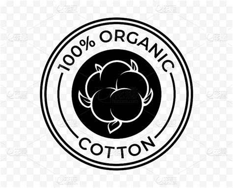 棉花图标，有机生态和生物自然向量标志。100棉产品包装标签邮票