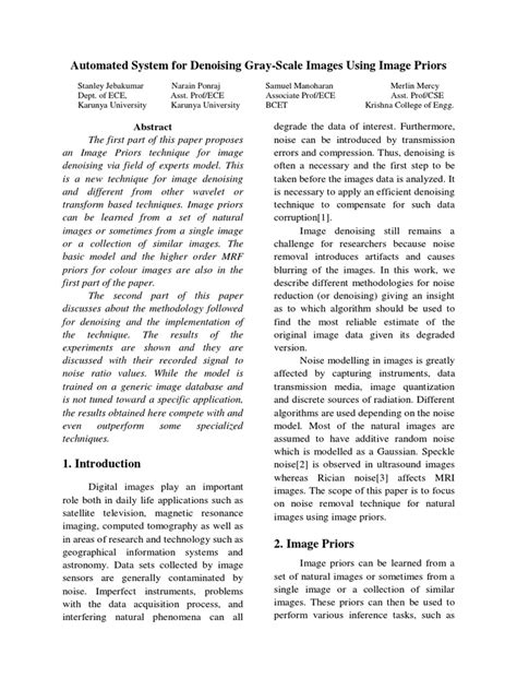 Automated System For Denoising Gray Scale Images Using Image Priors