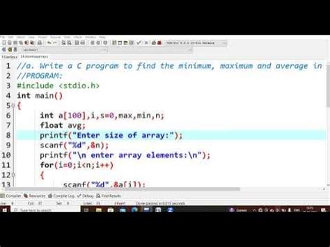 14.C program to find minimum and maximum values in given array elements| C Programming LAB| PPS ...