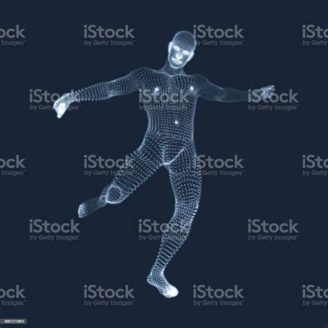 입자에서 축구 선수입니다 스포츠 개념입니다 남자 벡터 일러스트 레이 션의 3d 모델입니다 3차원 형태에 대한 스톡 벡터 아트 및 기타 이미지 Istock
