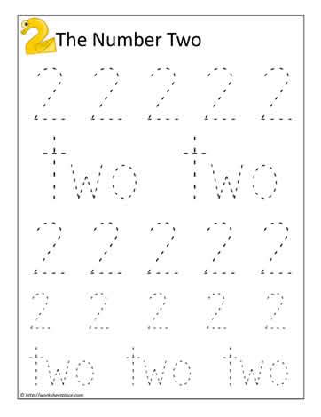 Print The Number 2 Worksheets