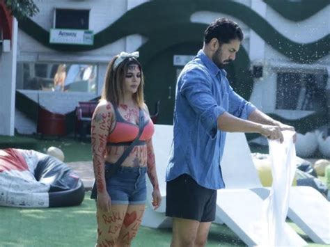 Bigg Boss 14 Rakhi Sawant Writes I Love Abhinav All Over Her Body