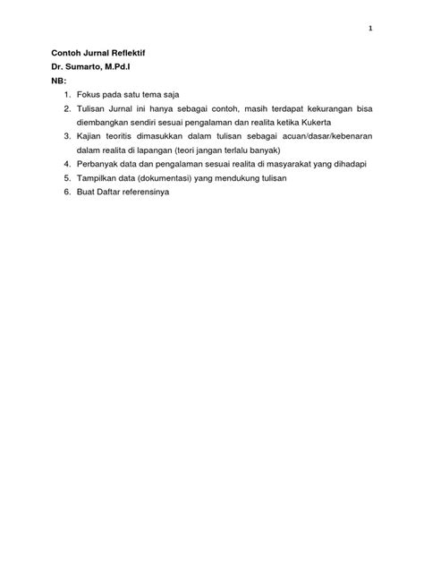 Contoh Jurnal Reflektif Pdf
