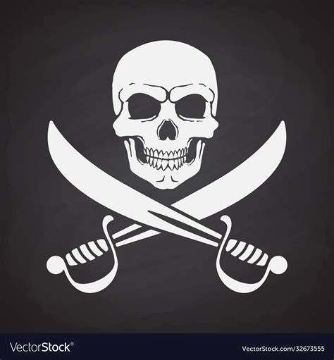 Silhouette Skull Jolly Roger With Crossed Sabers Vector Image