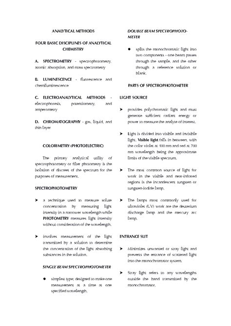 Analytical Methods Lec ANALYTICAL METHODS FOUR BASIC DISCIPLINES OF