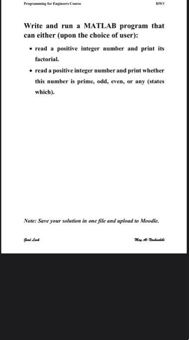 Solved Hw3 Programming For Engineers Course Write And Run A