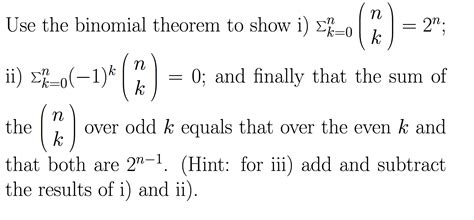 Solved Use The Binomial Theorem To Show I M Chegg
