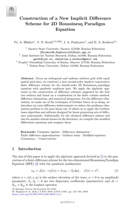 Pdf Construction Of A New Implicit Difference Scheme For 2d Boussinesq Paradigm Equation