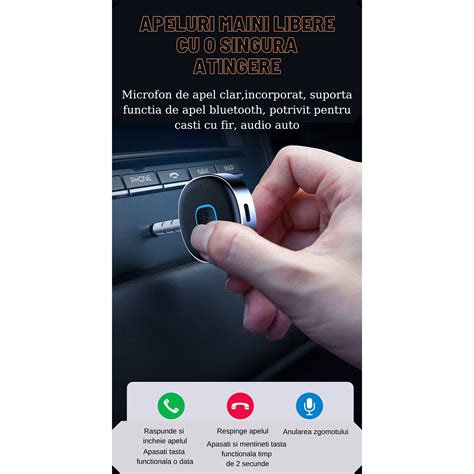 Adaptor Bluetooth Receiver Audio Bluetooth 5 0 Pentru Masina Casti