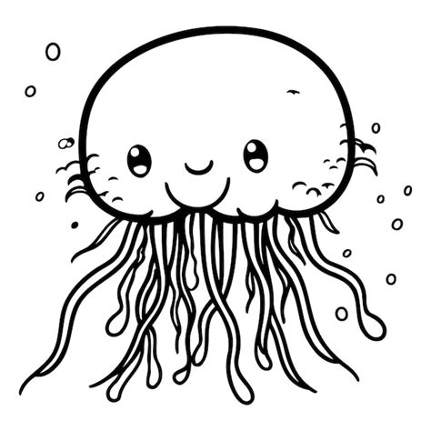 Ilustración vectorial de dibujos animados de medusas bonitas Personaje