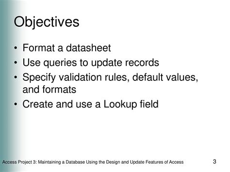 Maintaining A Database Using The Design And Update Features Of Access