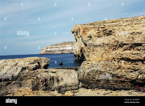 Azure Window Crashed Azure Window Place Malta Gozo Island Stock