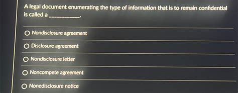 Solved A Legal Document Enumerating The Type Of Information
