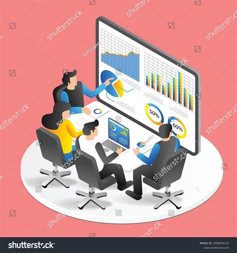 Isometric Flat 3d Illustration Concept Team Stock Vector Royalty Free