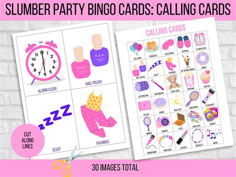 Slumber Party Bingo Pajama Party Bingo Sleepover Bingo 30 Etsy