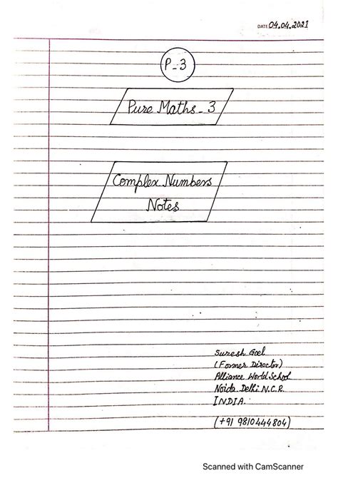 Solution Complex Numbers Revised Notes Studypool