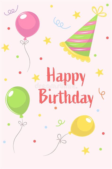 Happy Birthday Card On A Pink Background Stock Illustration