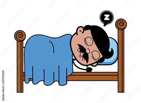 Sleeping And Snoring Indian Cartoon Man Father Vector Illustration Stock Vector Adobe Stock