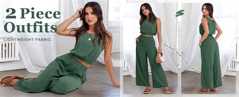 Anrabess Womens Summer 2 Piece Outfits Sleeveless Tank