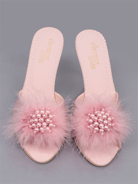 Marabou Feather Slippers Bridal Slippers Feather Heels Etsy