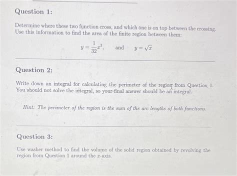 Solved Question 1determine Where These Two Function Cross