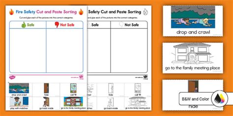 Fire Safety Cut And Paste Worksheet Prek Resource Twinkl