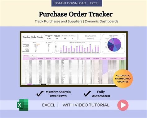Purchase Management Excel Spreadsheet For Procurement Tracking Business Excel Spreadsheet