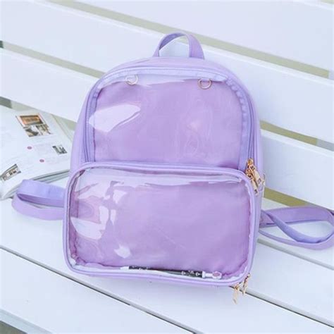 Violet Joli sac à dos Transparent en PVC pour femmes et adolescentes