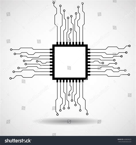 Cpu Microprocessor Microchip Circuit Board Stock Vector Royalty Free