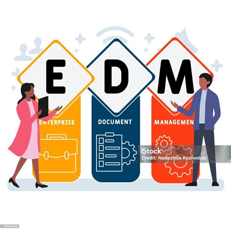 Flat Design With People Edm Enterprise Document Management Acronym Stock Illustration Download