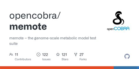 GitHub Opencobra Memote Memote The Genome Scale Metabolic Model