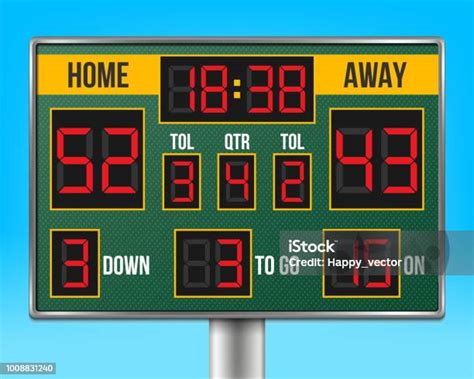 미식 축구 점수 판 투명 한 배경에 고립 된 인포 그래픽으로의 크리에이 티브 벡터 일러스트 아트 디자인 스포츠 게임 점수 디지털 Led 점 추상 개념 그래픽 요소 Led