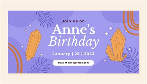 Banner horizontal de celebración de cumpleaños dibujado a mano Vector