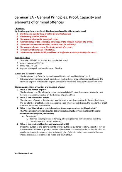 Criminal Law And Procedure 70114 Week 3 10 Notes For Final Exam