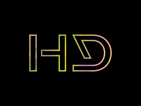 Hd Letter Logo With Colorful Rainbow Texture Vector Pro Vector