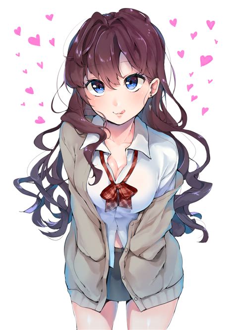 Safebooru 1girl 3 Absurdres Blue Eyes Blush Bow Bowtie Breasts Brown