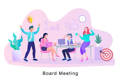 팀 프로젝트 브레인스토밍 사무실에서 아이디어를 논의하는 이사회 회의에서 책상에 앉아 비즈니스 사람들 캐릭터 회사 팀워크 벡터 그림입니다 감독에 대한 스톡 벡터 아트 및 기타