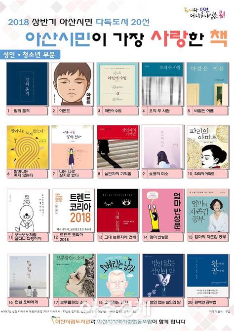 아산시 아산시립도서관 시민이 가장 사랑한 책 20선 선정 아주경제
