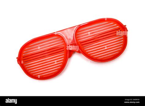 Red Shutter Shading Glasses Isolated On The White Background Stock