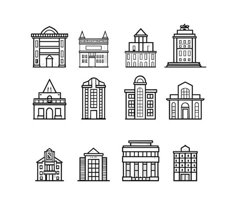 Set Of Black House Icon Real Estate Outline Vector Illustration