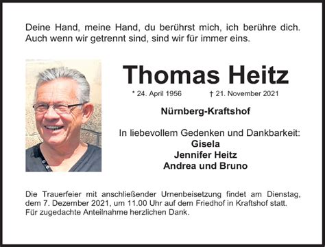 Traueranzeigen Von Thomas Heitz Trauernnde