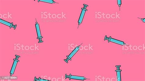 약 분홍색 배경에 마약을 찌 르고 파란색 일회용 날카로운 의료 약전 주사기의 완벽 한 패턴 텍스처 벡터 일러스트 0명에 대한 스톡 벡터 아트 및 기타 이미지 Istock