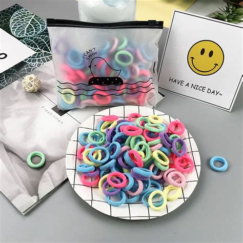 100 Stks Set Kleurrijke Elastische Haarbanden Touw Grandado