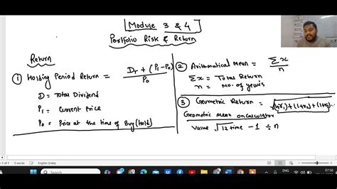 Module 03 Full Revision Portfolio Risk And Return Part I Youtube